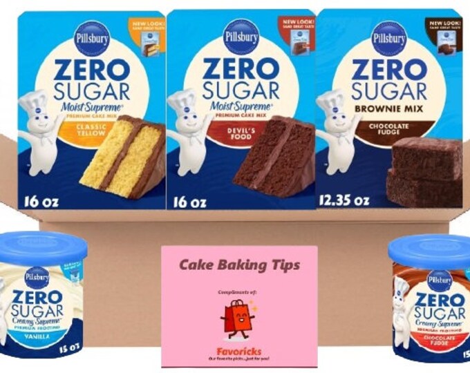 Pillsbury Zero Sugar Free Cake Brownie Mix & Frosting Gift Box Set Care ...