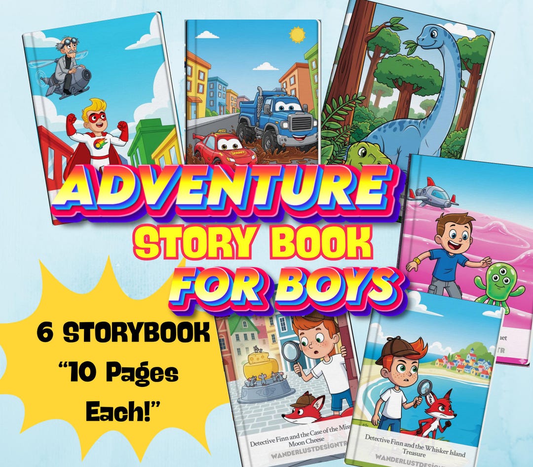 Printable Adventure Story Book Set for Boys – 6 Exciting Short Stories ...
