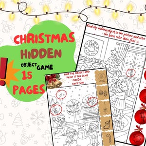 Christmas Hidden Object Coloring Pages: 15 Printable Holiday Activity ...