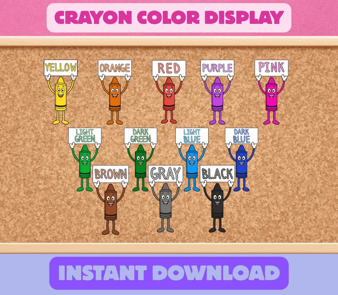 Crayon Color Posters: Classroom Decor, 12 Colors (printable PDF/PNG) - Etsy