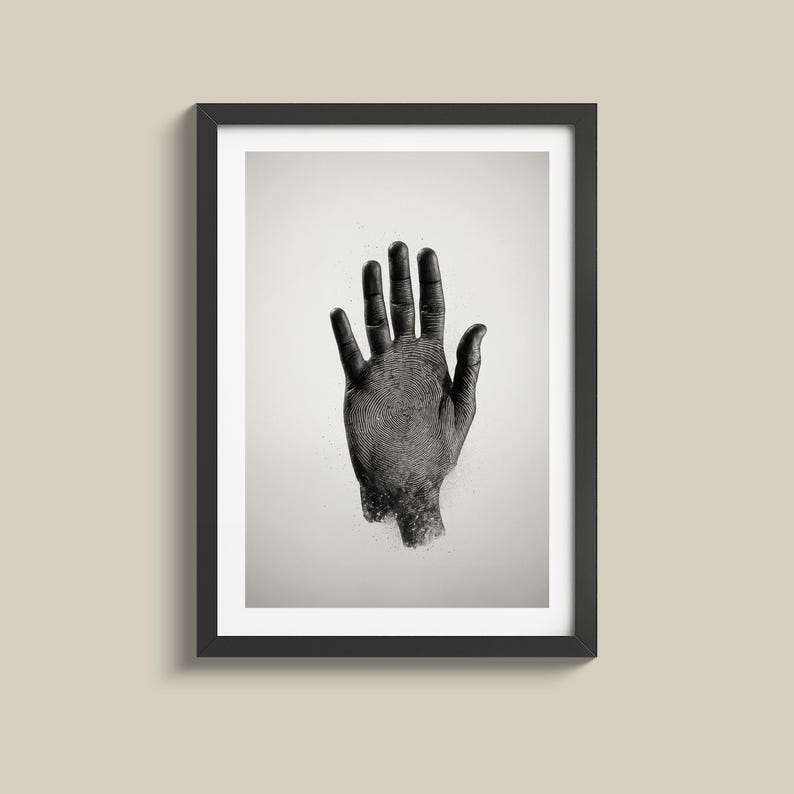 Black and White Hand Print - Etsy