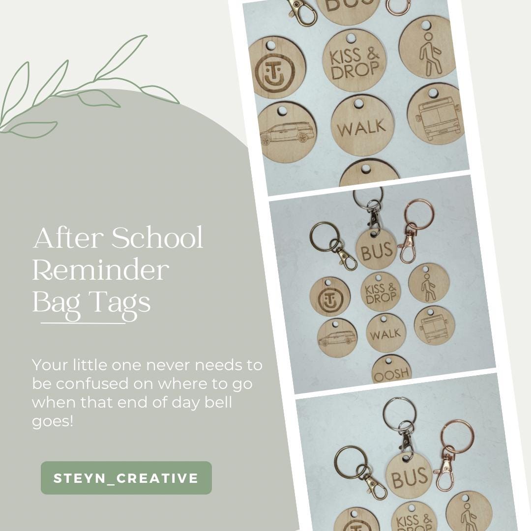 After School Reminder Bag Tags - Etsy Australia