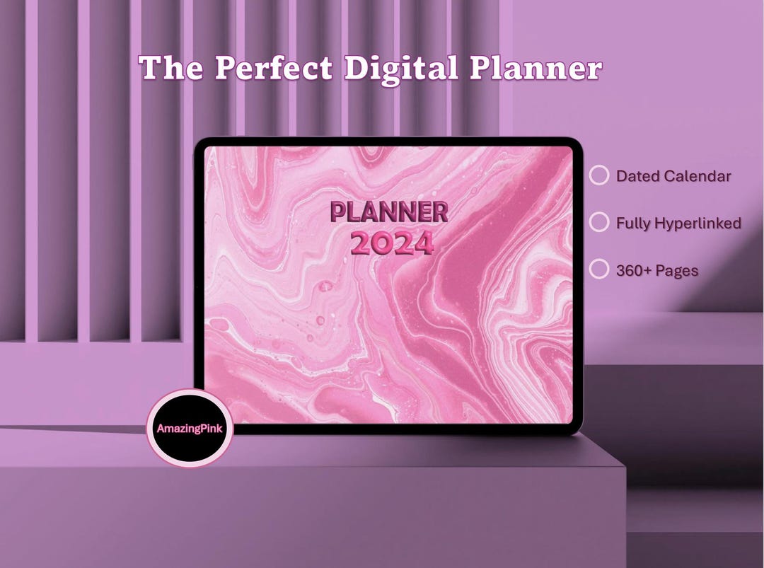 2024 Digital Planner Pink Digital Planner Dated Digital Planner ...