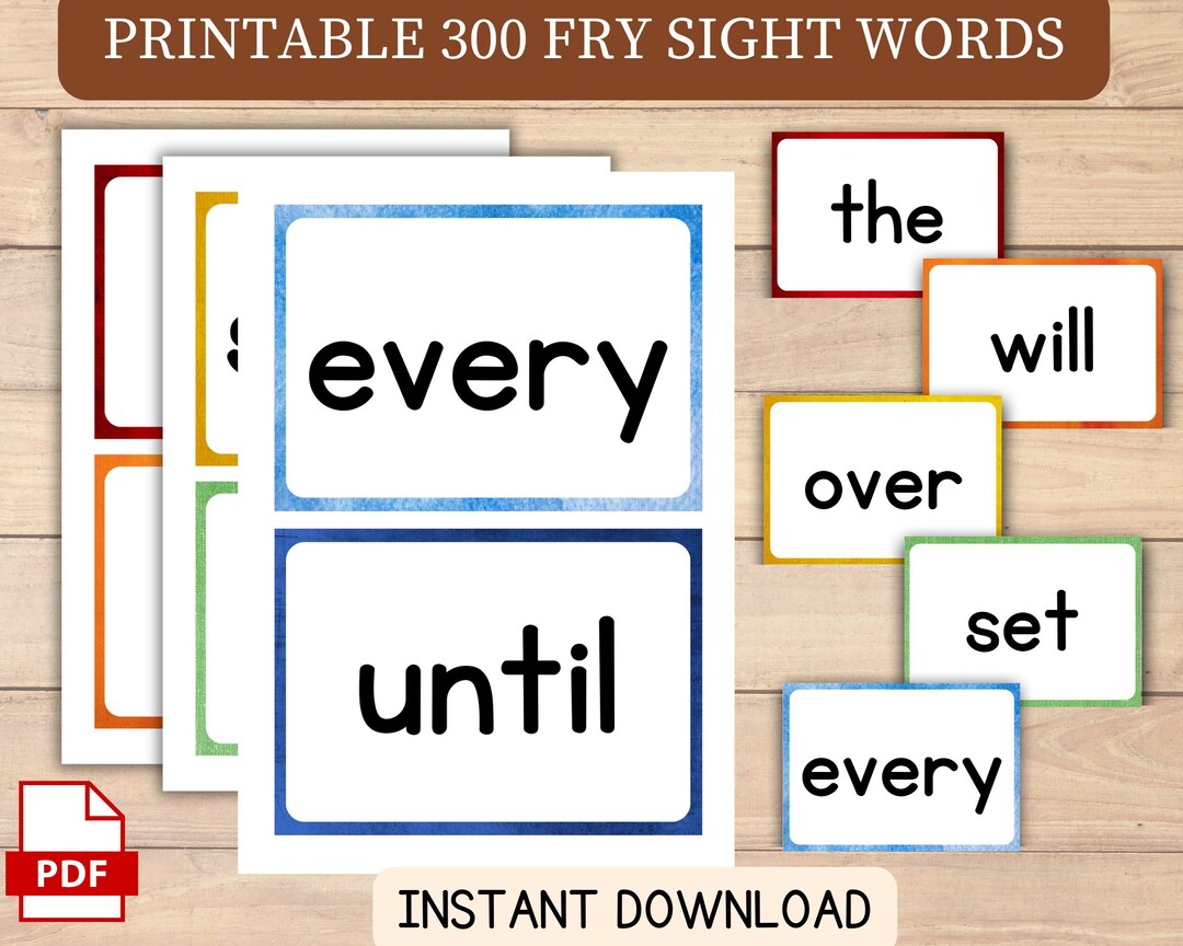 First 300 Fry Sight Words Educational Flashcards for Early Readers - Etsy