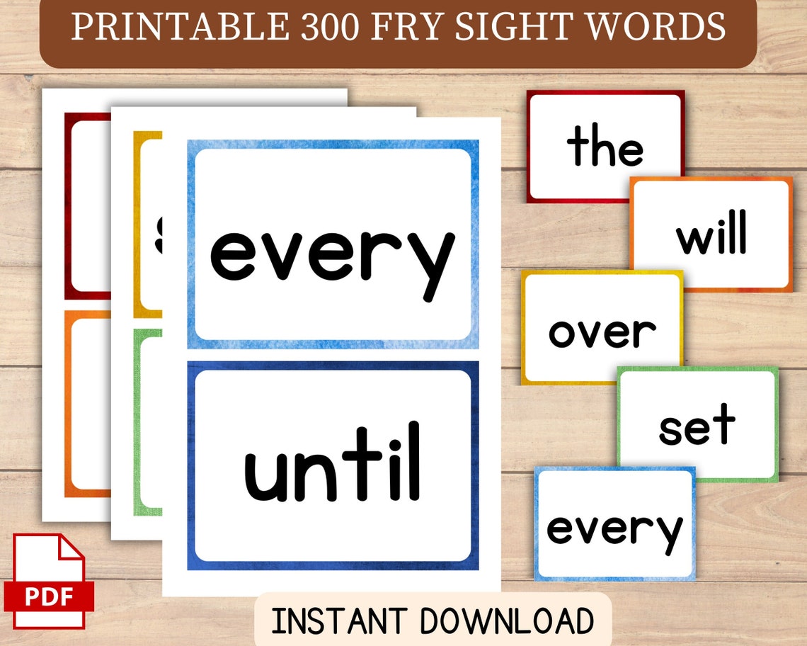 First 300 Fry Sight Words Educational Flashcards for Early Readers - Etsy