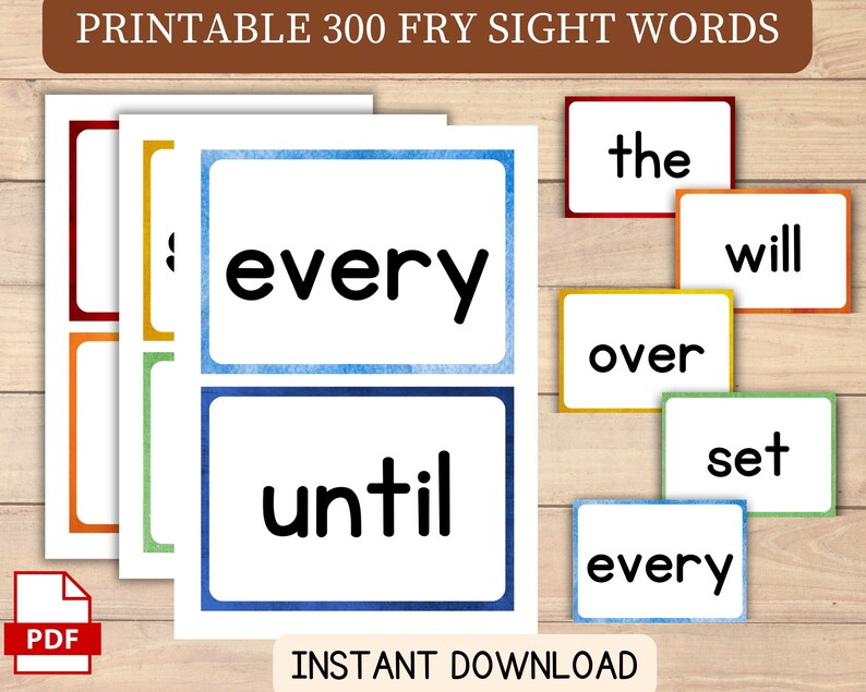 First 300 Fry Sight Words Educational Flashcards for Early Readers - Etsy