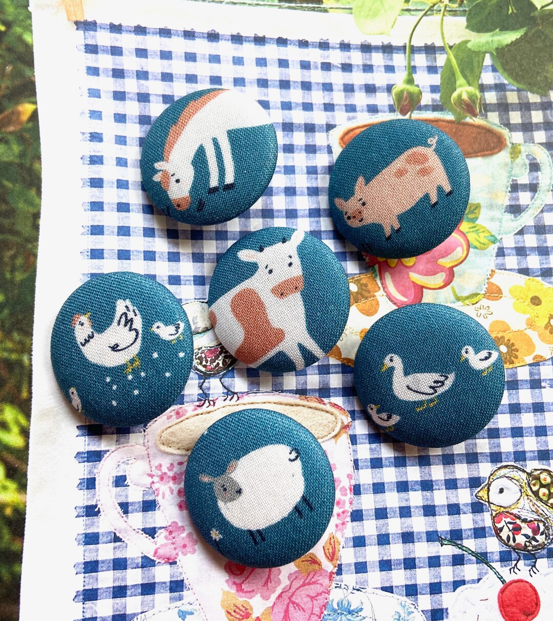 6 Blue White Pink Cow Horse Pig Sheep Chicken Farm Ferme Animal Animaux ...