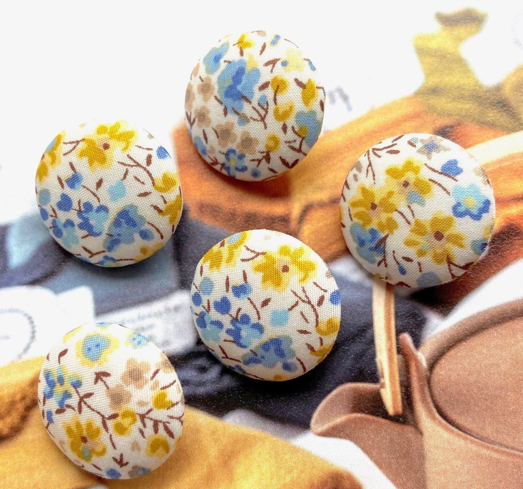 5 Liberty of London Yellow White Blue Jaune Floral Flower Fabric ...