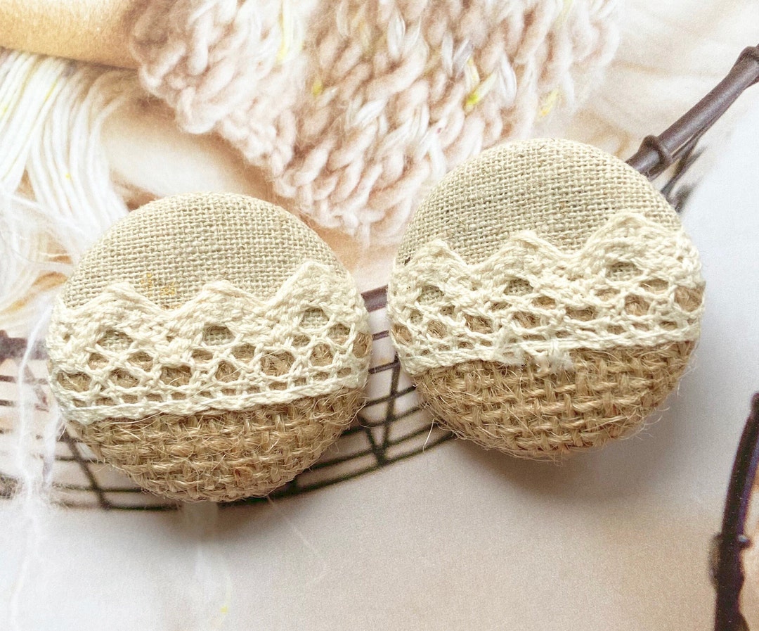 2 Large Country Cream Beige Burlap Lace Hemp Coat Jacket Sweater ...