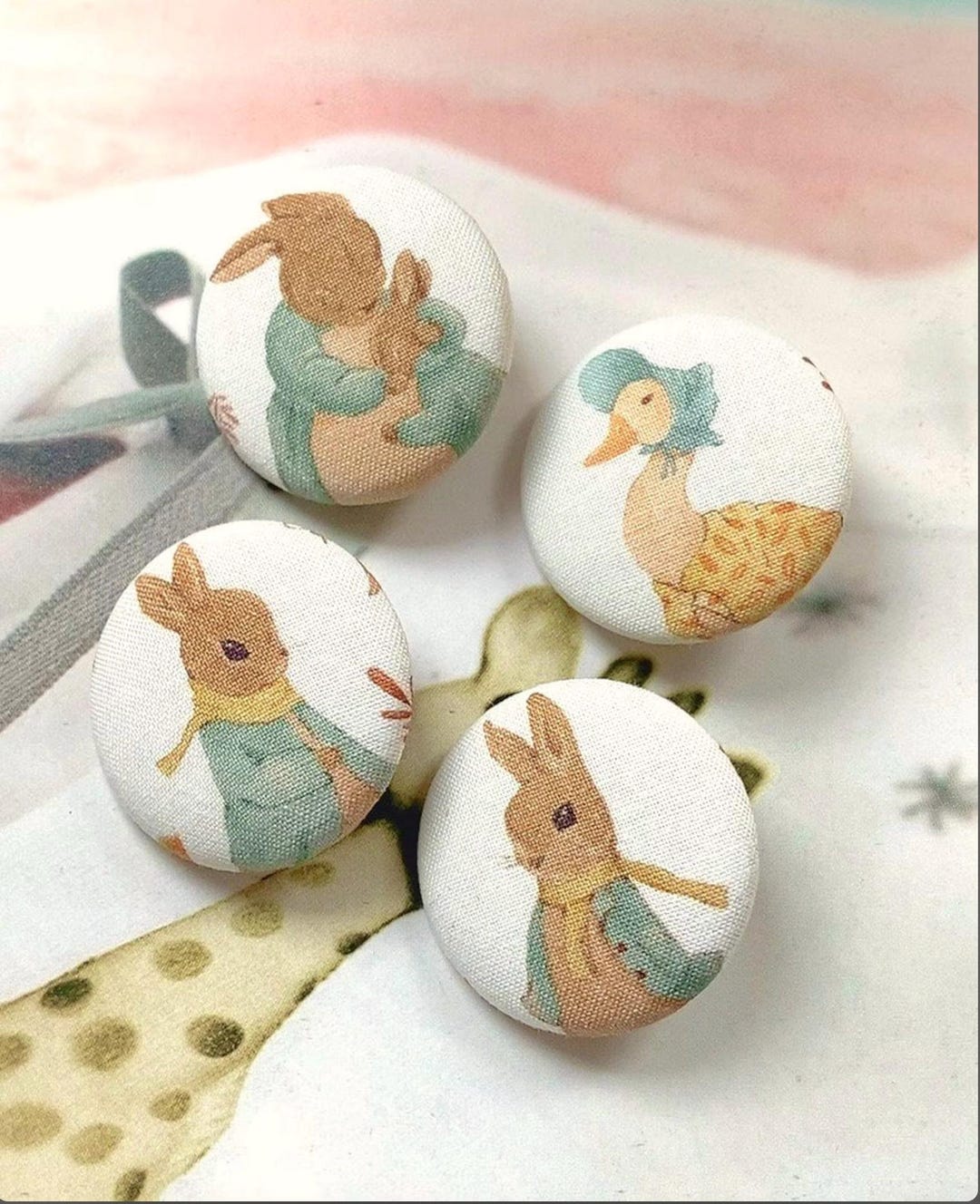 4 Large off White Peter Rabbit Pierre Lapin Children Coat Jacket Fabric ...