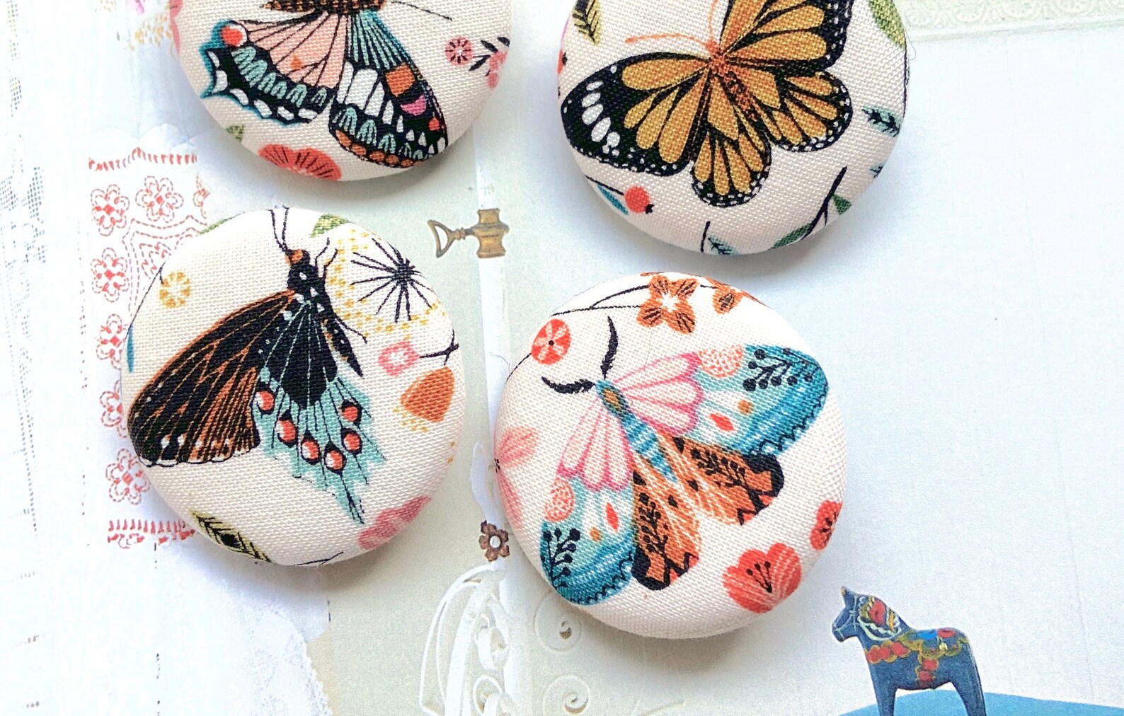 Handmade Large Spring Butterfly Flowers Insect Fabric Covered | Etsy