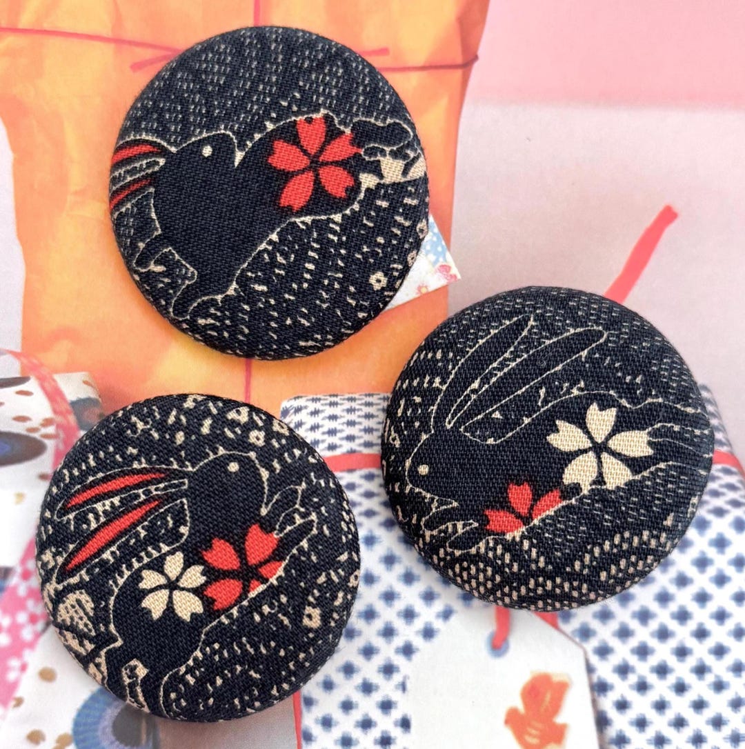 3 Dark Blue Beige Japanese Rabbit Sakura Cherry Blossom Jacket Coat ...