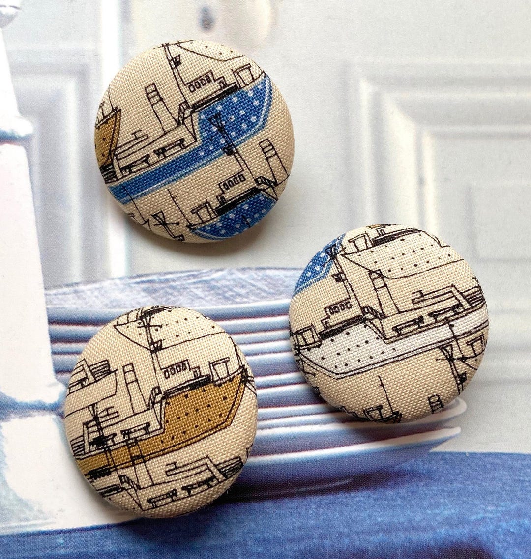 3 Large Nautical Marine Boat Ship Bateau Sea Jacket Manteau Coat Fabric ...