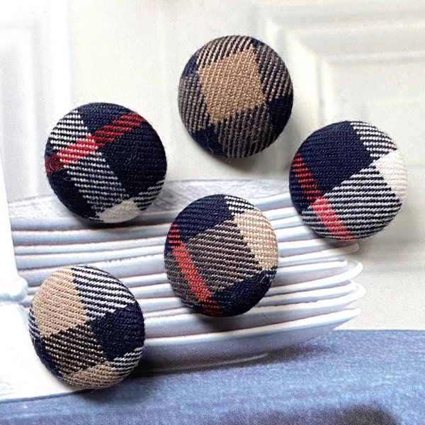 Red Plaid Buttons - Etsy