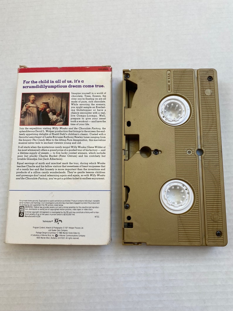 Willy Wonka VHS, 1986 Vintage Gold Tape, Custom Edition - Etsy