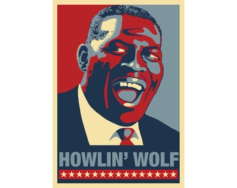 Howlin Wolf Chicago Blues Folk Art Tribute Poster 12x18 Signed by the ...
