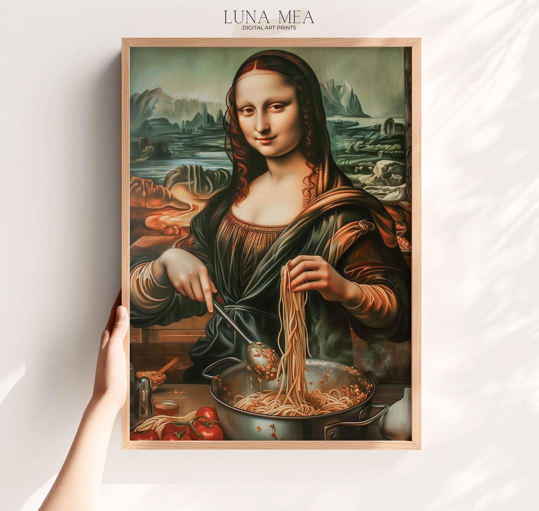 Funny Mona Lisa Kitchen Poster Digital Print | Italian Room Decor ...