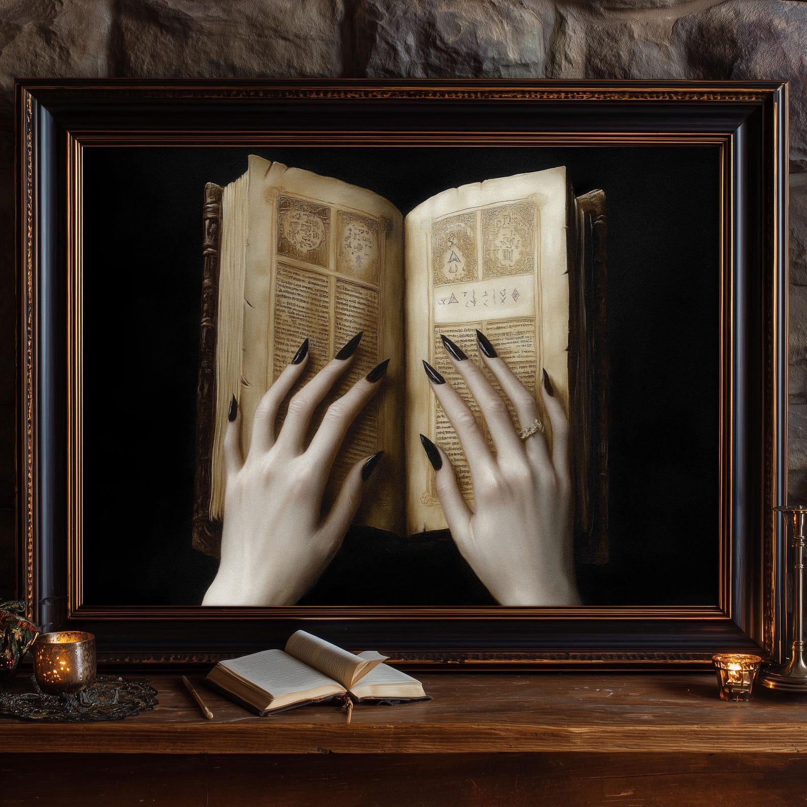Spell Book Art | Witchy Grimoire Poster | Librariancore Wall Art | Dark ...