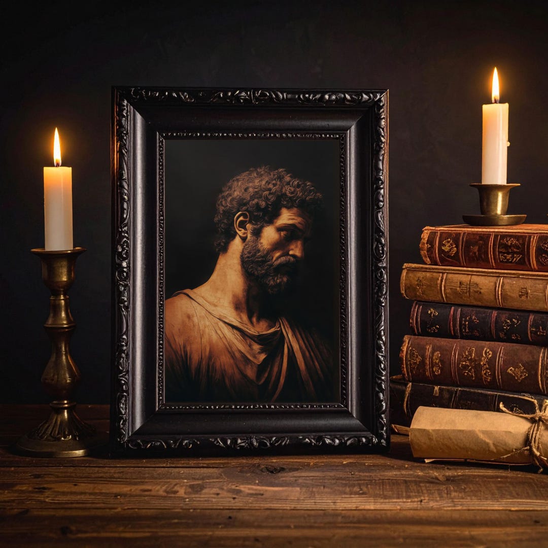 Marcus Aurelius Portrait Oil Painting Style | Stoic Wall Art ...