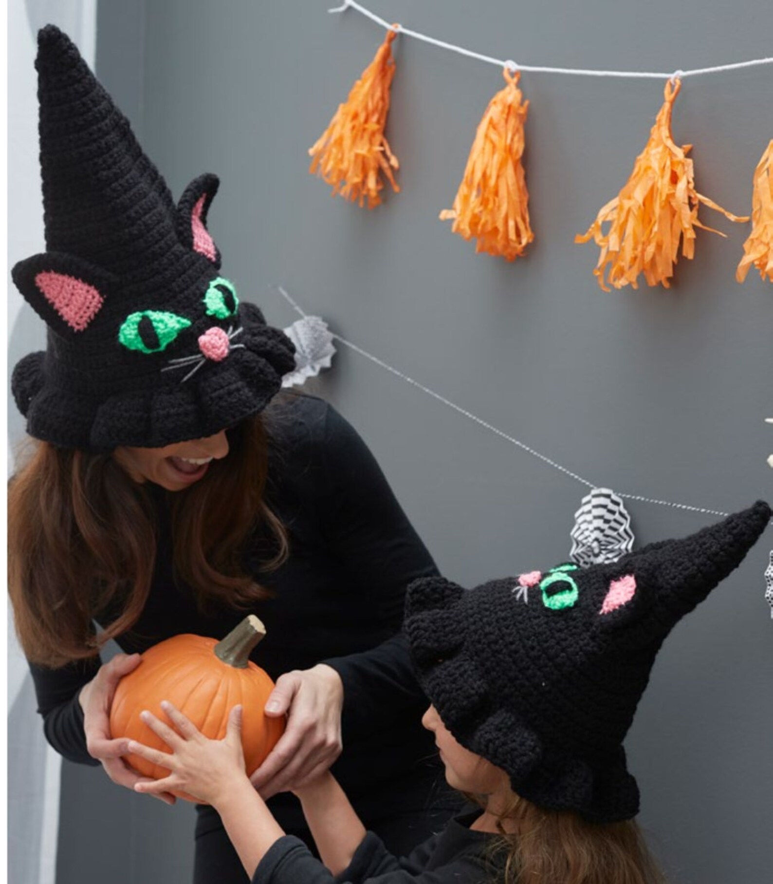 Witchy Cat Hat Crochet Pattern Halloween Black Cat Witch Hat for Kids ...