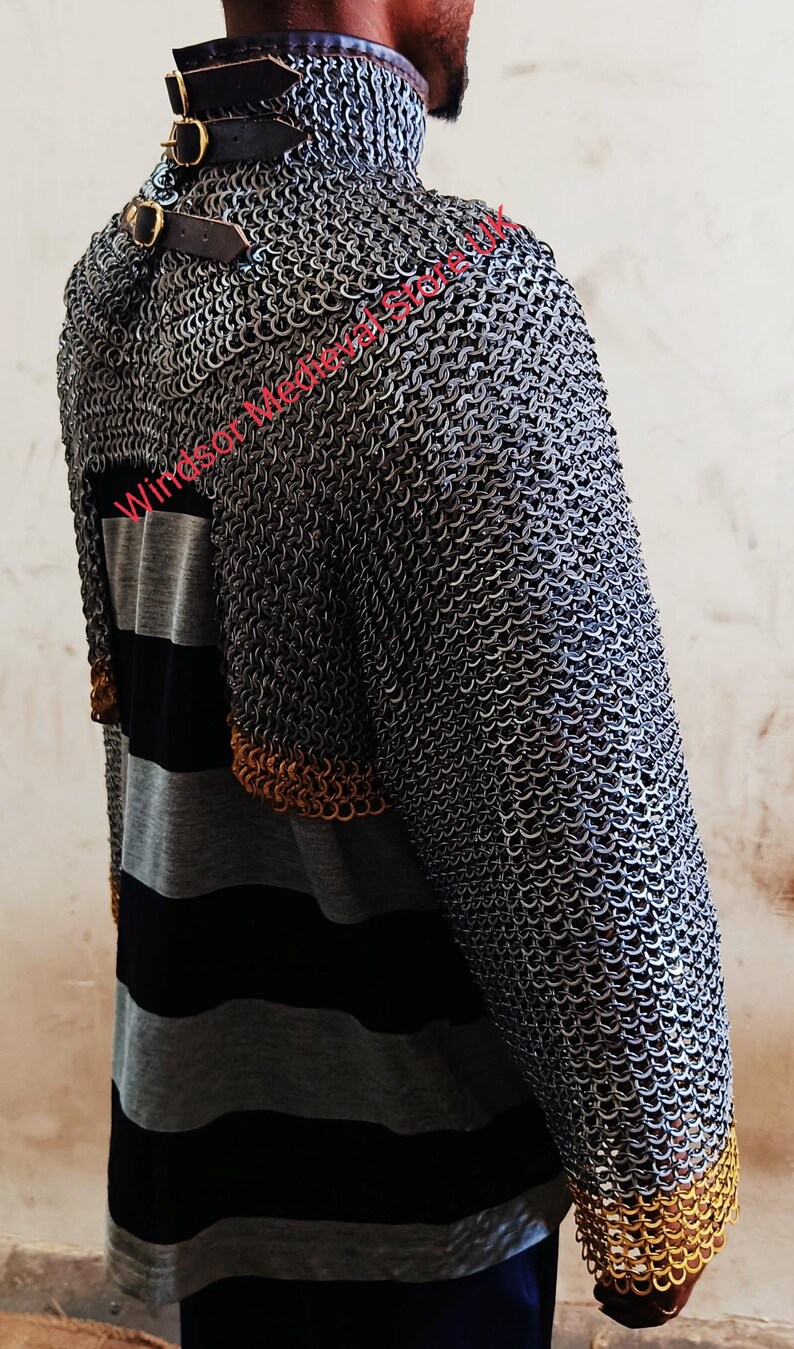 Renaissance Chainmail Half Shirt With Gorget Flat Riveted Medieval ...