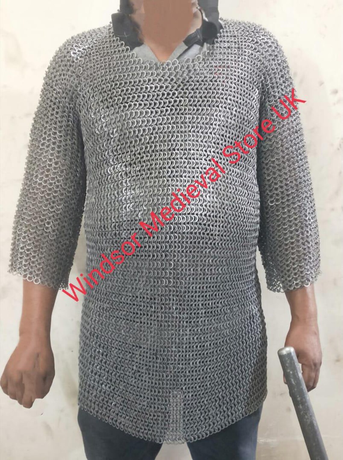 8MM Mild Steel Chainmail Shirt Dome Riveted Flat Rings 4-in-1 Weaving ...