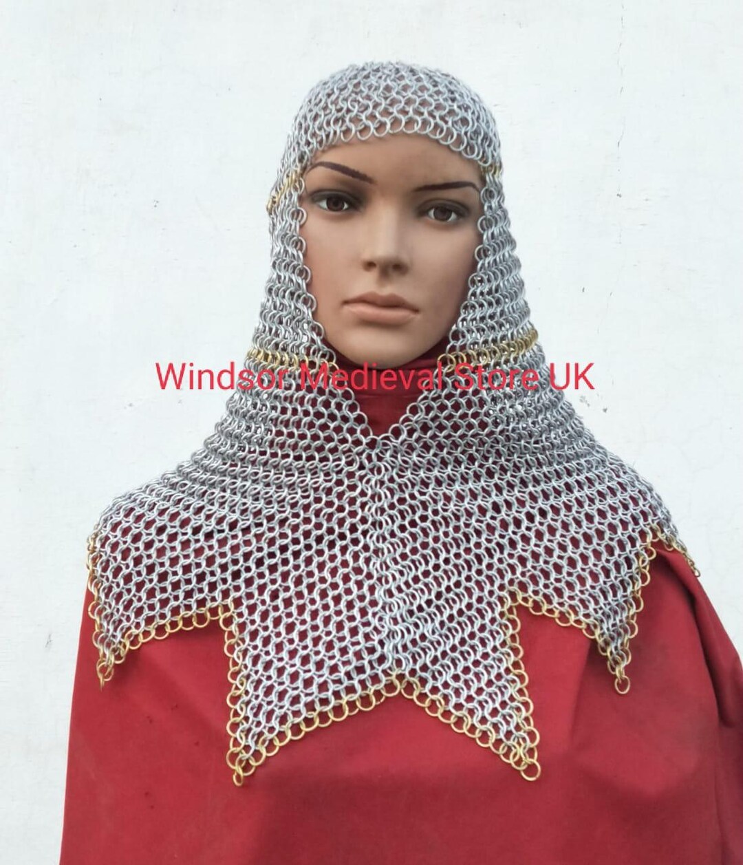 Zigzag Medieval Chainmail Hood Coif Aluminum Butted LARP Halloween Drama Movies Reenactment 10mm ...