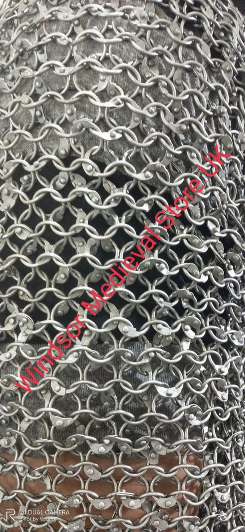 8MM Dome Riveted Chainmail Hauberk Medieval Armor Reenactment Costume ...