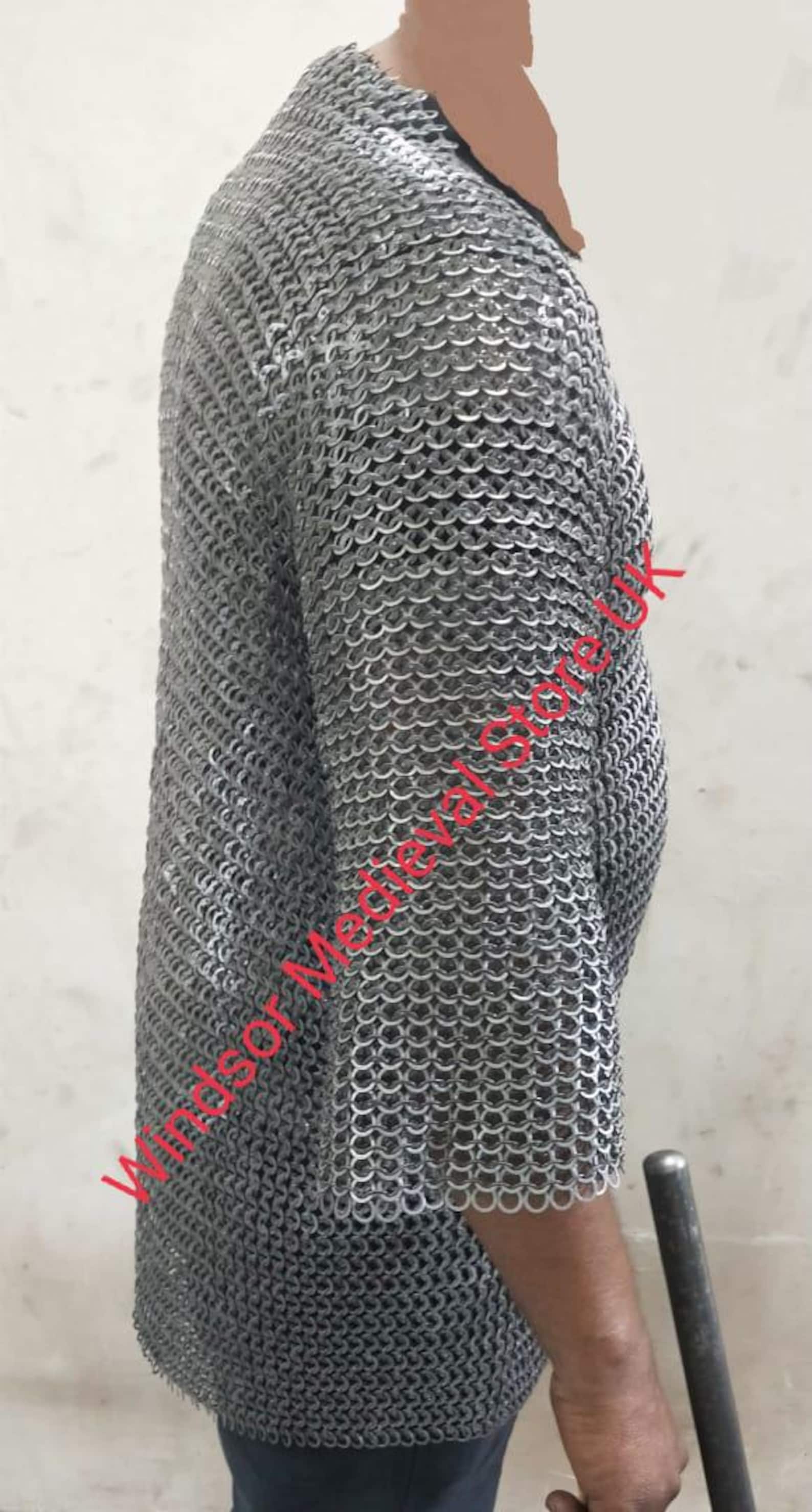 8MM Mild Steel Chainmail Shirt Dome Riveted Flat Rings 4-in-1 Weaving ...