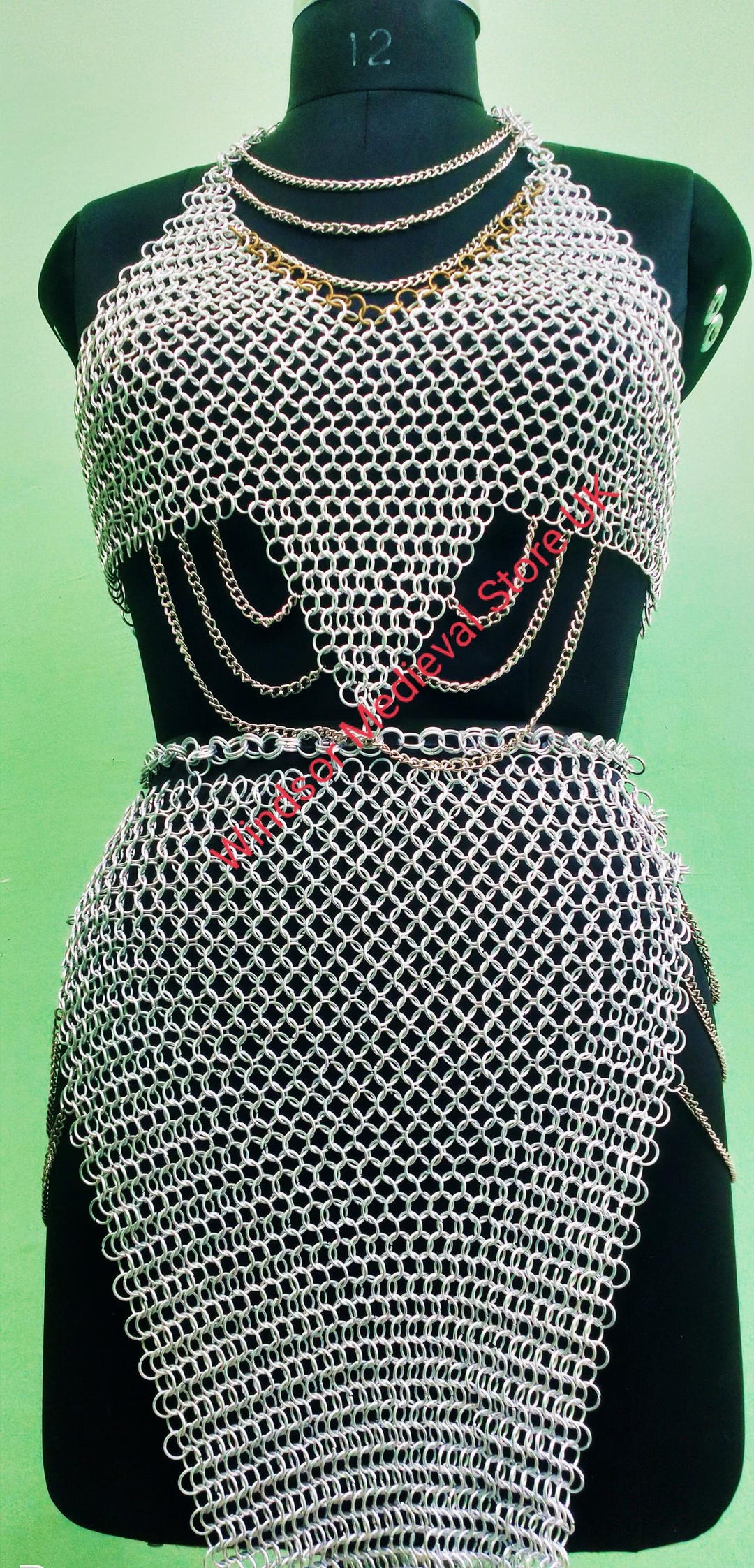 Medieval Butted Aluminum Chainmail Bra + Chainmail Long Skirt Modern ...