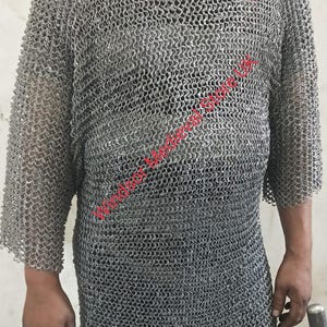 8MM Dome Riveted Chainmail Hauberk Medieval Armor Reenactment Costume ...