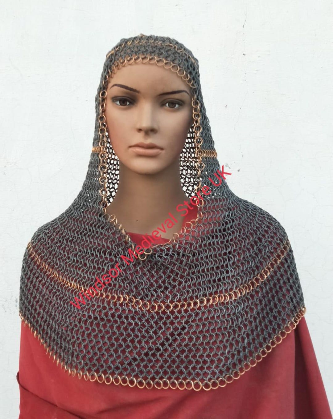 Blacken Medieval Chainmail Hood Coif Aluminum Butted LARP Halloween ...