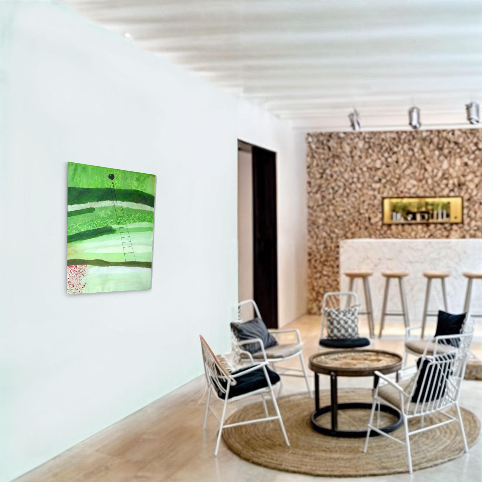 Original Oil Painting Love Nest, Abstract Conceptual Art by Frieda ...