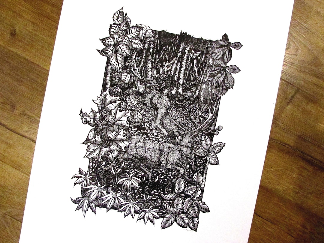 A2 'autumn' Original Nature Lino Print - Etsy
