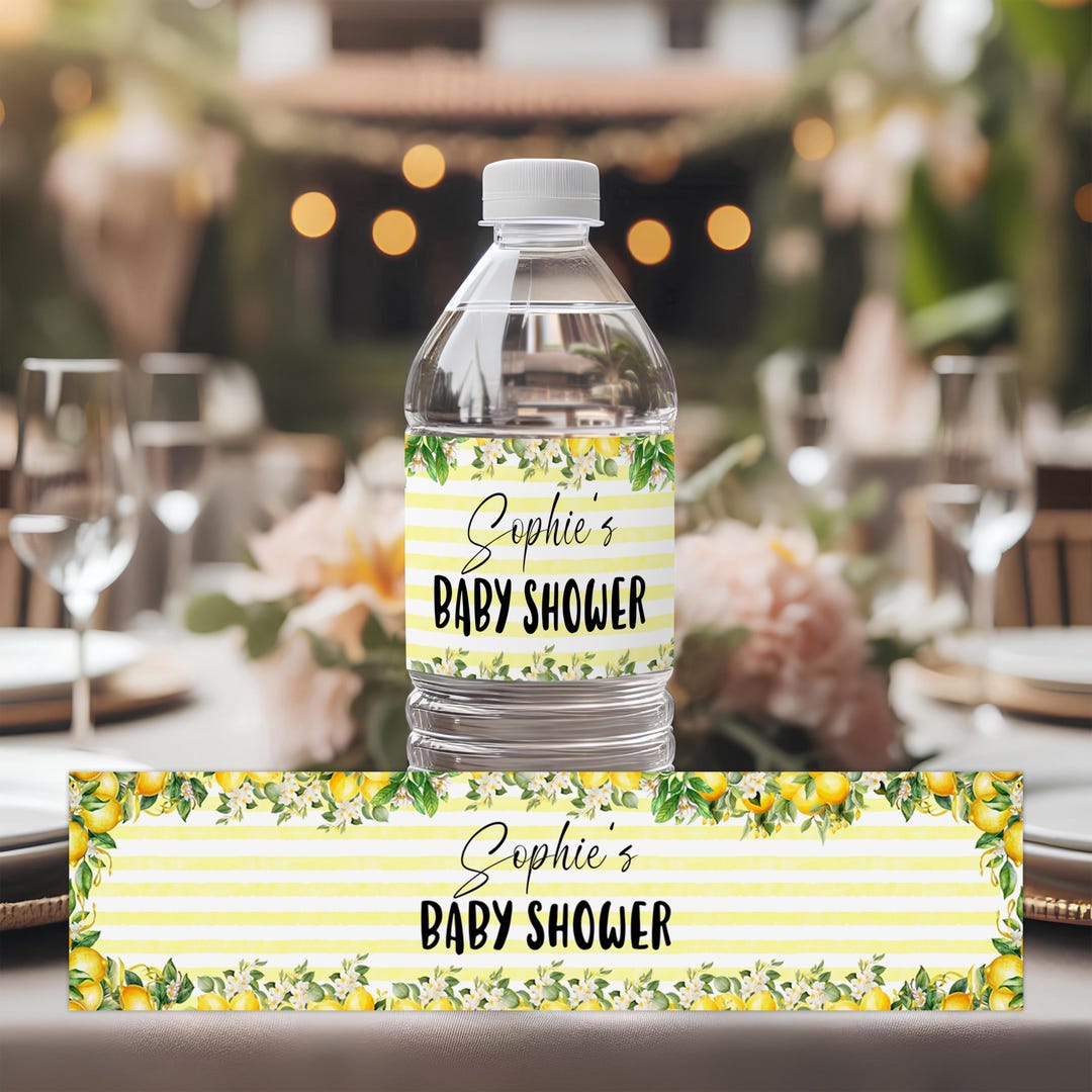 Editable Lemon Bottle Label, Baby Shower Lemonade Water Labels, Edit ...