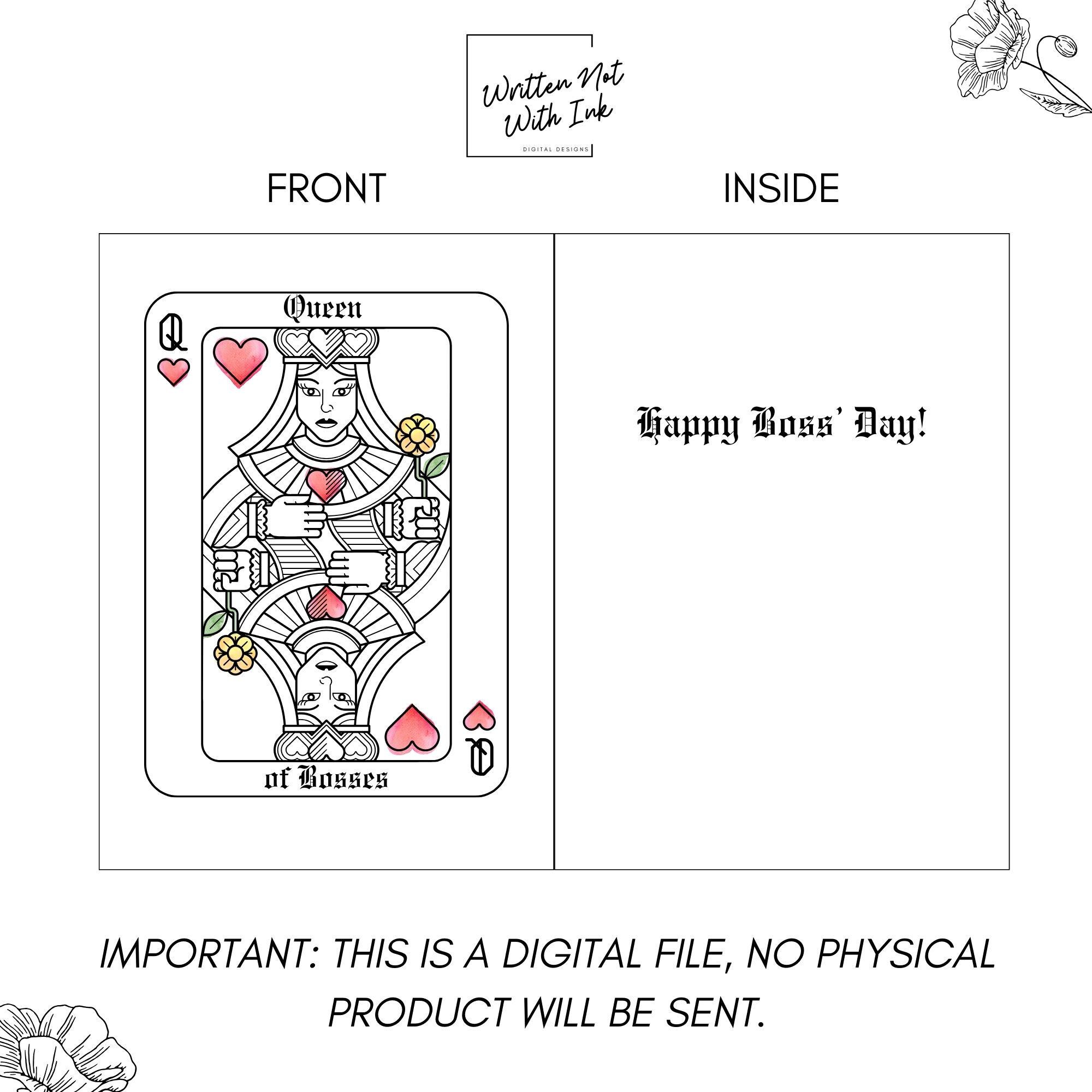 Queen of Bosses | Happy Boss' Day | Printable Card | 5 X 7 | 4 X 6 - Etsy