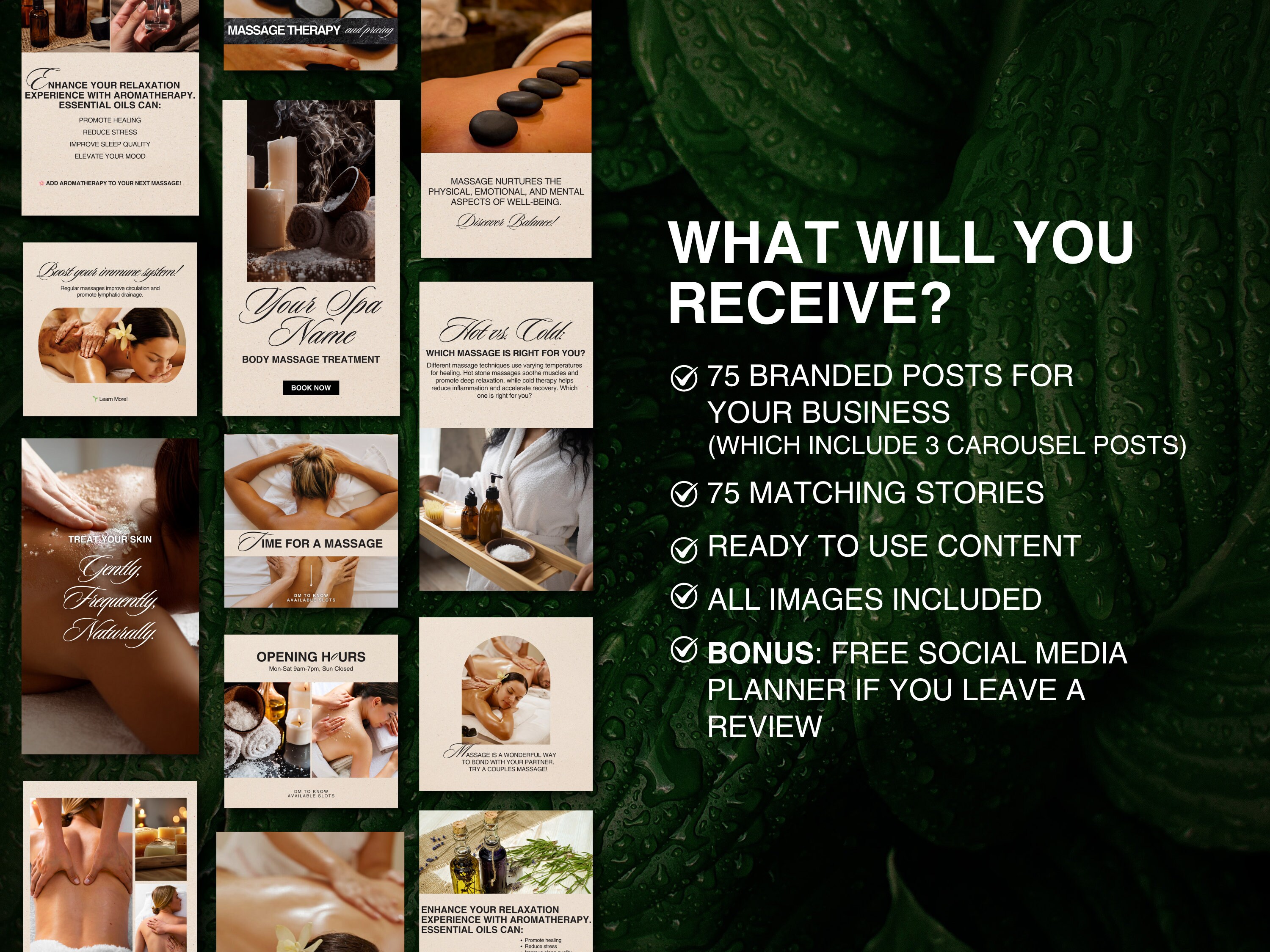 Massage Instagram Templates SPA Social Media Posts for Massage ...