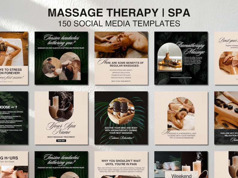 Massage Instagram Templates SPA Social Media Posts for Massage ...