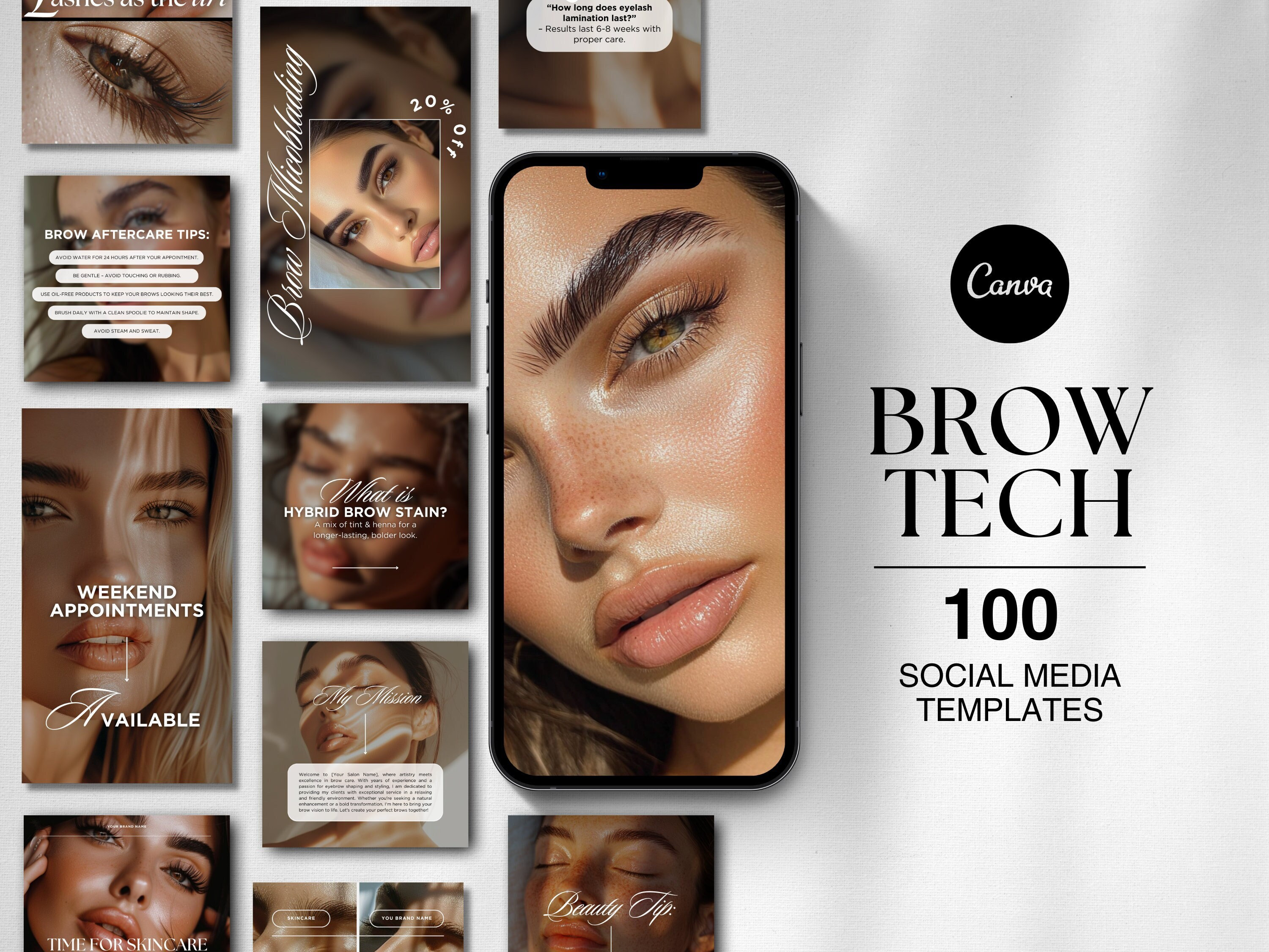 Brow Technician Instagram Templates, Eyebrow Specialist Instagram Posts ...