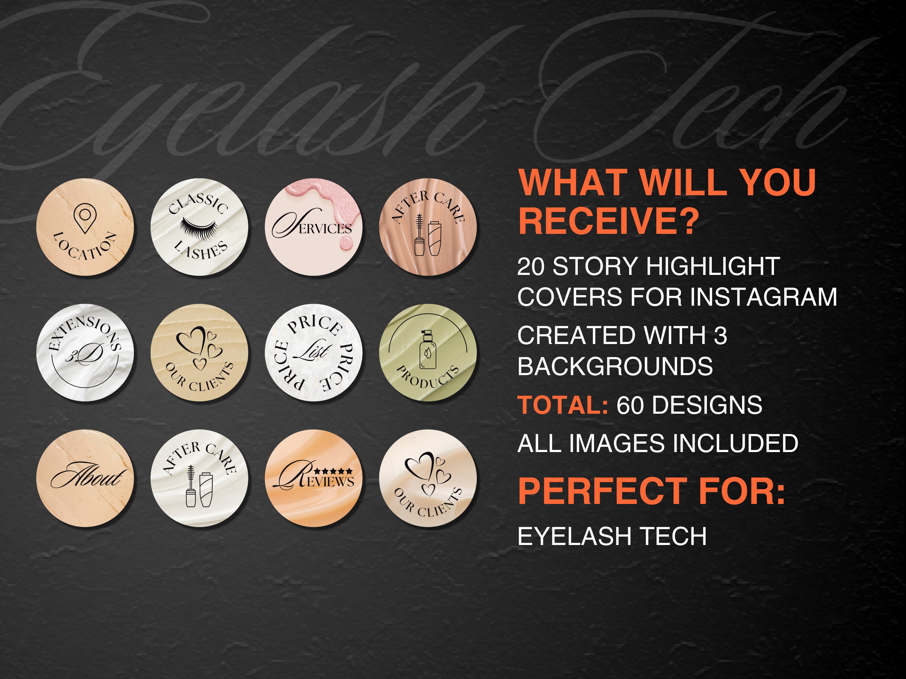 Editable Canva Story Highlight Covers Templates for Lash Tech Eyelash ...