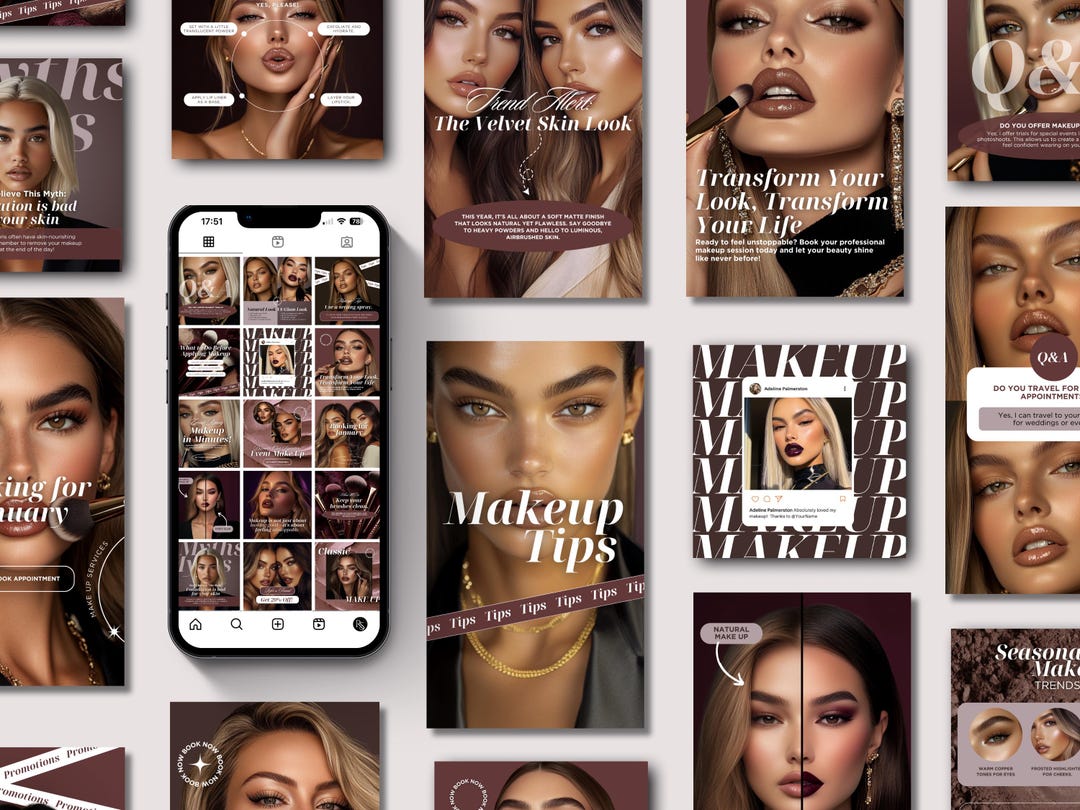 Makeup Artist Instagram Templates Beauty Salon Branding MUA Social ...