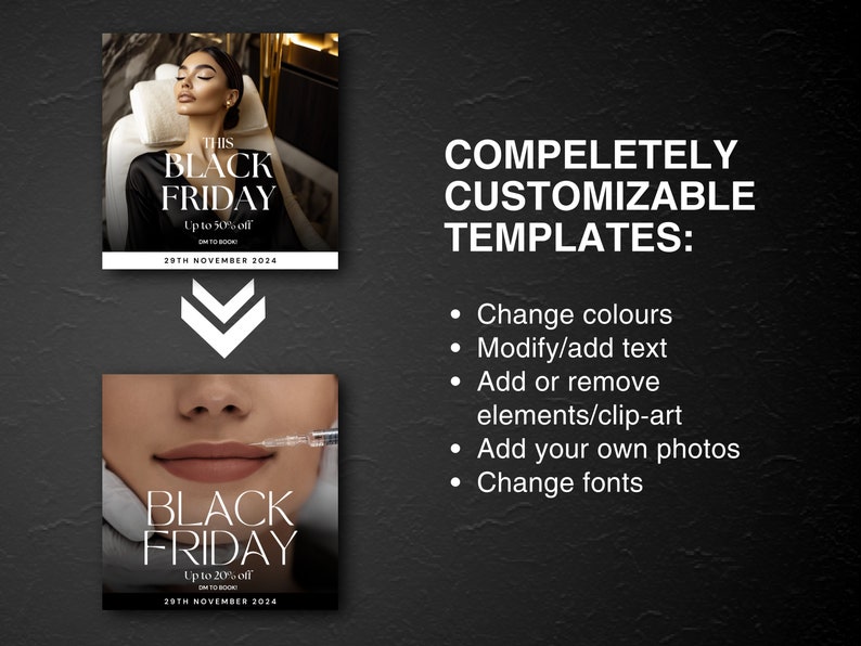 Black Friday Instagram Medspa Templates Beauty Flyer Black Friday Posts ...