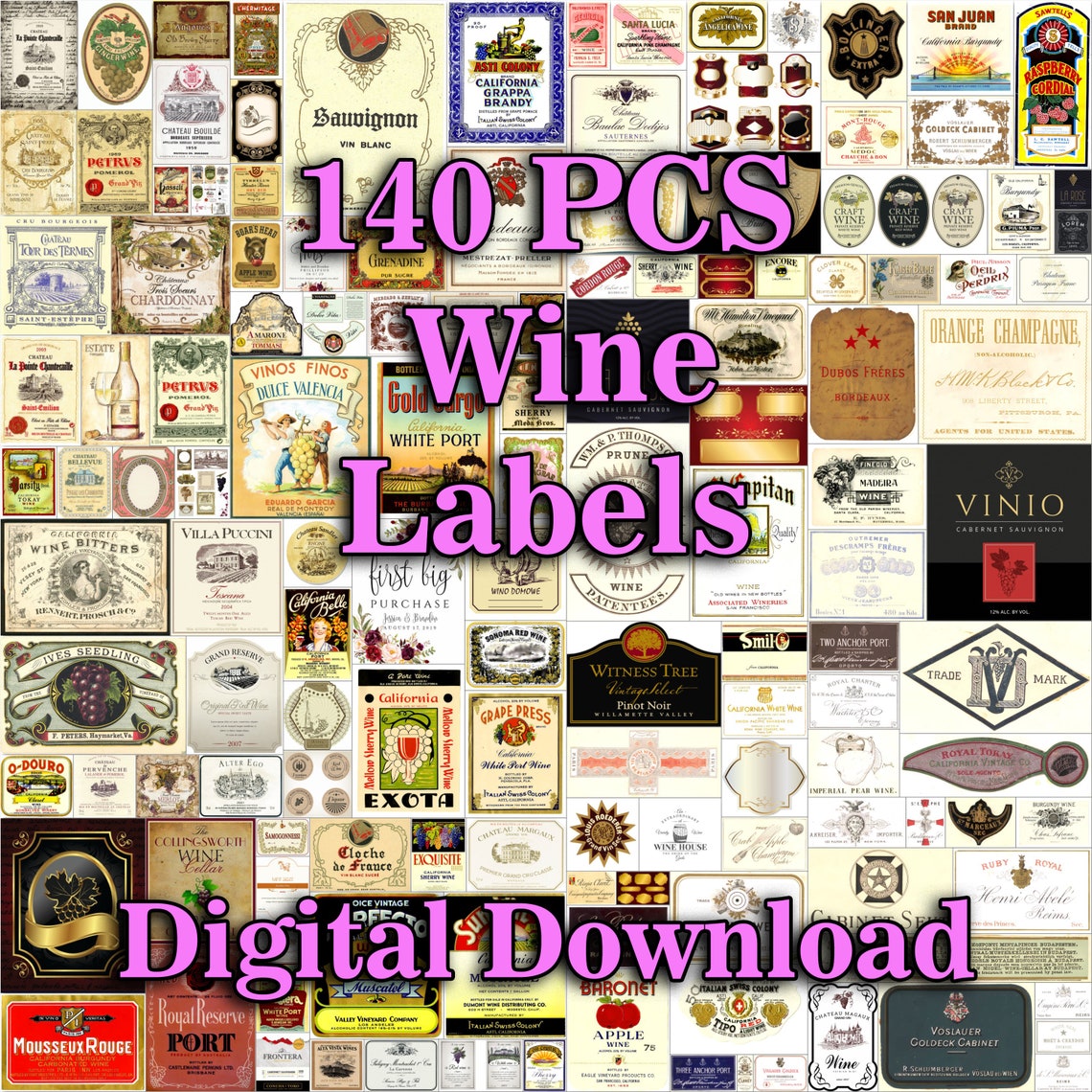 Printable Wine Bottle Labels, Printable Wine Label, Antique Wine Labels ...