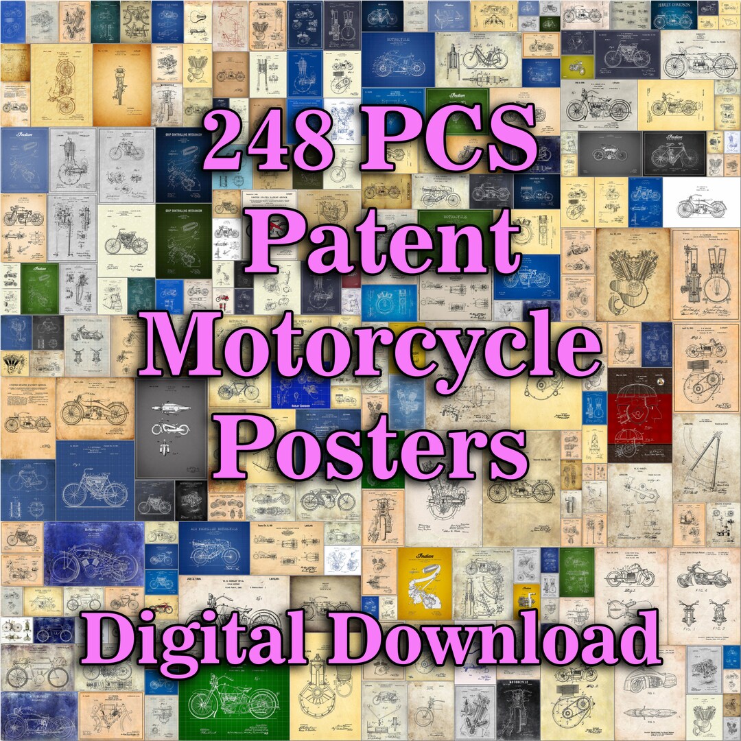 Motorcycle Patent, Motorcycle Blueprint, Motorcycle Print, Motorcycle ...