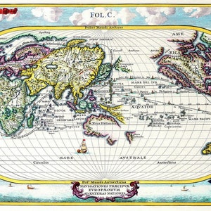 Large World Map, World Map Wall Art Print, Ancient Map, Original ...