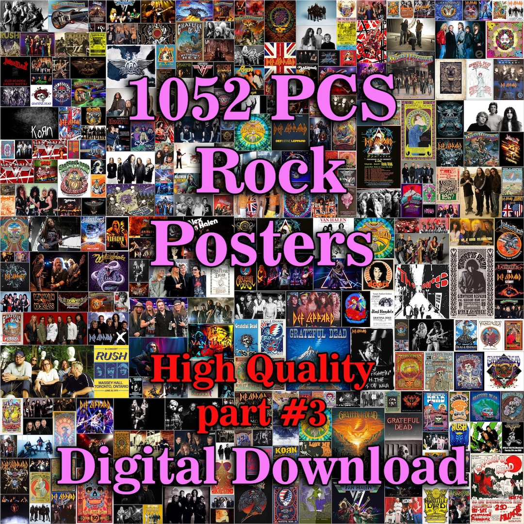 Vintage Rock Poster, Rock Poster, Wall Collage Kit, Vintage Concert ...