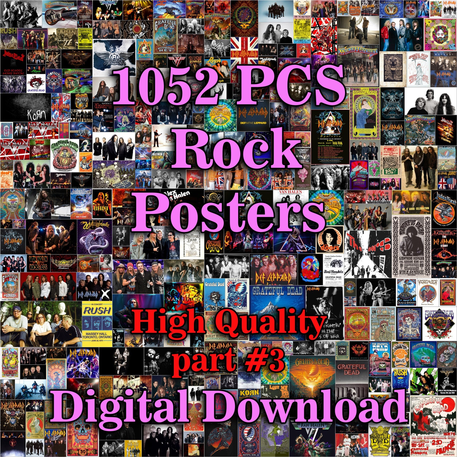 Vintage Rock Poster, Rock Poster, Wall Collage Kit, Vintage Concert ...