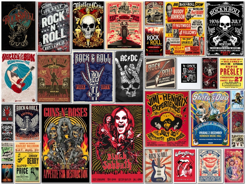 Rock and Roll Band Poster, Rocknroll Vintage Poster, Rock and Roll ...