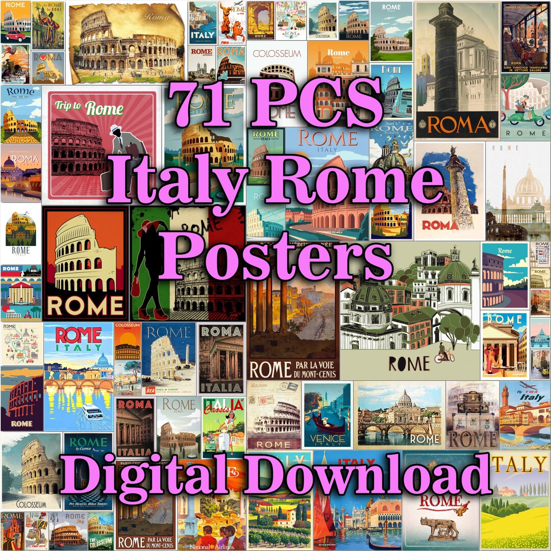 Italy Travel Poster, Rome Map, Rome Posters, Roma Poster, Colosseum ...