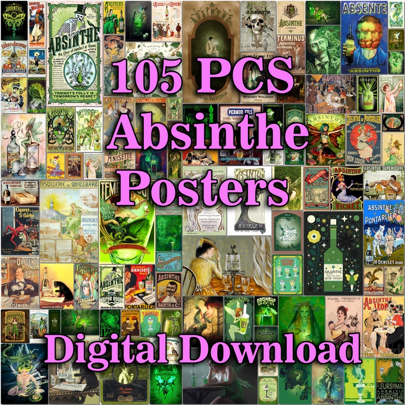 Absinthe Poster, Absinthe Bourgeois, Absinthe Set, Absinthe Robette, Alcohol Advertising ...